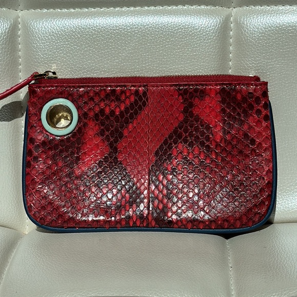 Fendi | Bags | Fendi Bi Color Snakeskin Clutch Bag In Red With Navy ...